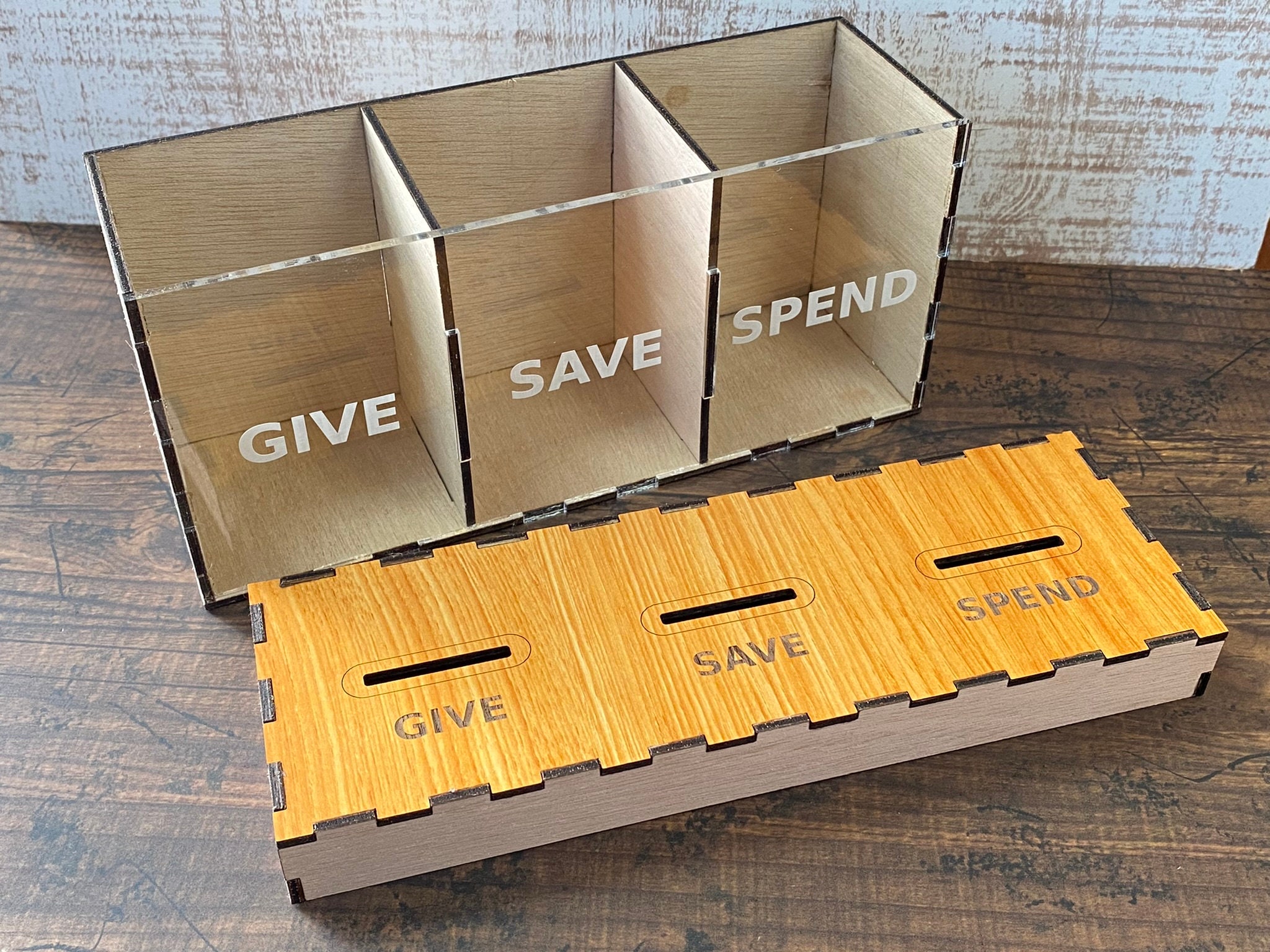 Give-save-spend Coin Bank With Lid - Svg Eps Vector Image for CNC ...