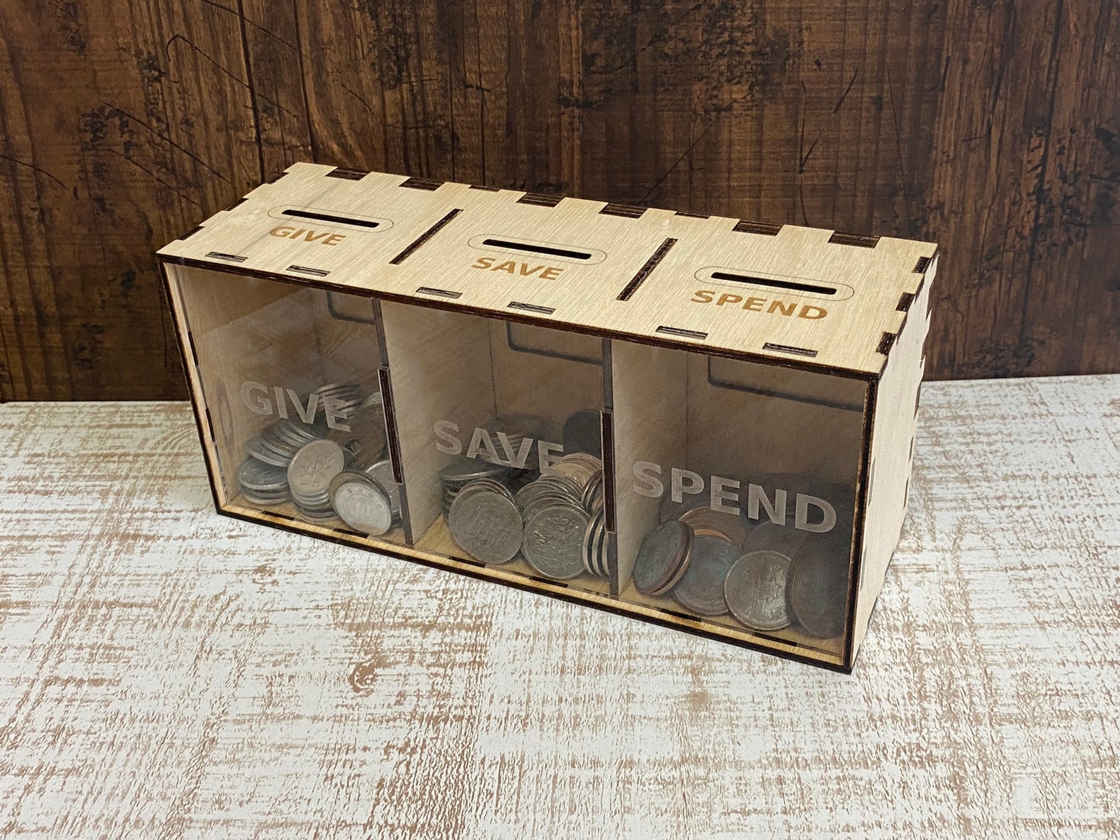 Give-save-spend Coin Bank With Sliding Lid - Svg Eps Vector Image for ...