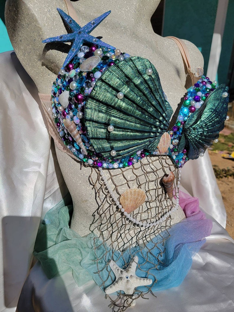 Mermaid Lagoon Bling Bra ~ Seashell Bra ~ Rave Bra - Etsy