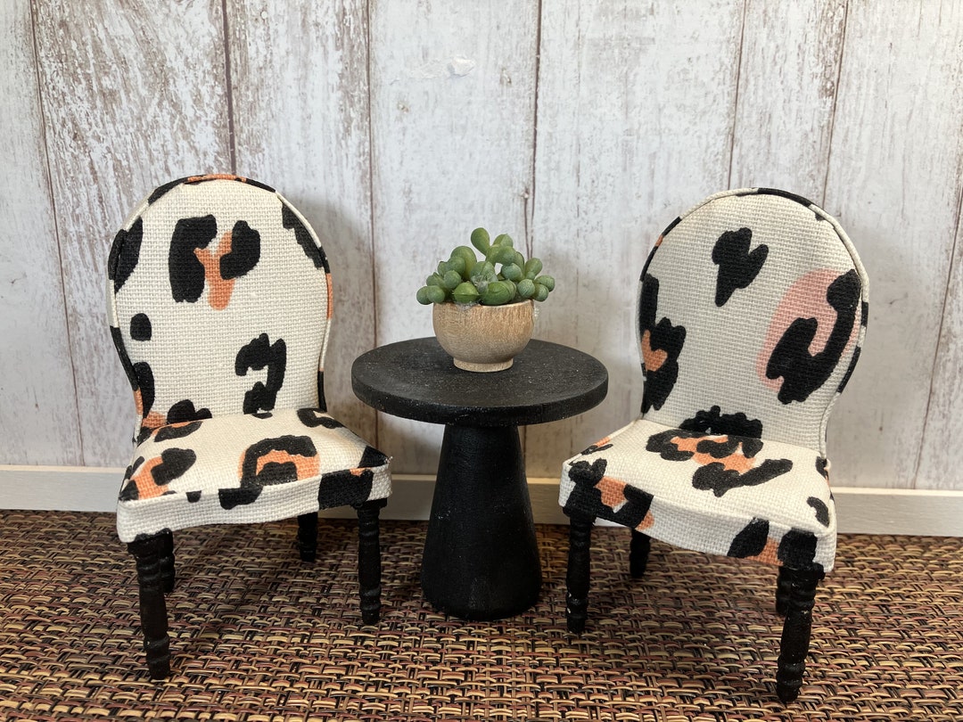 Dollhouse Chairs - Pink Leopard Print - Etsy