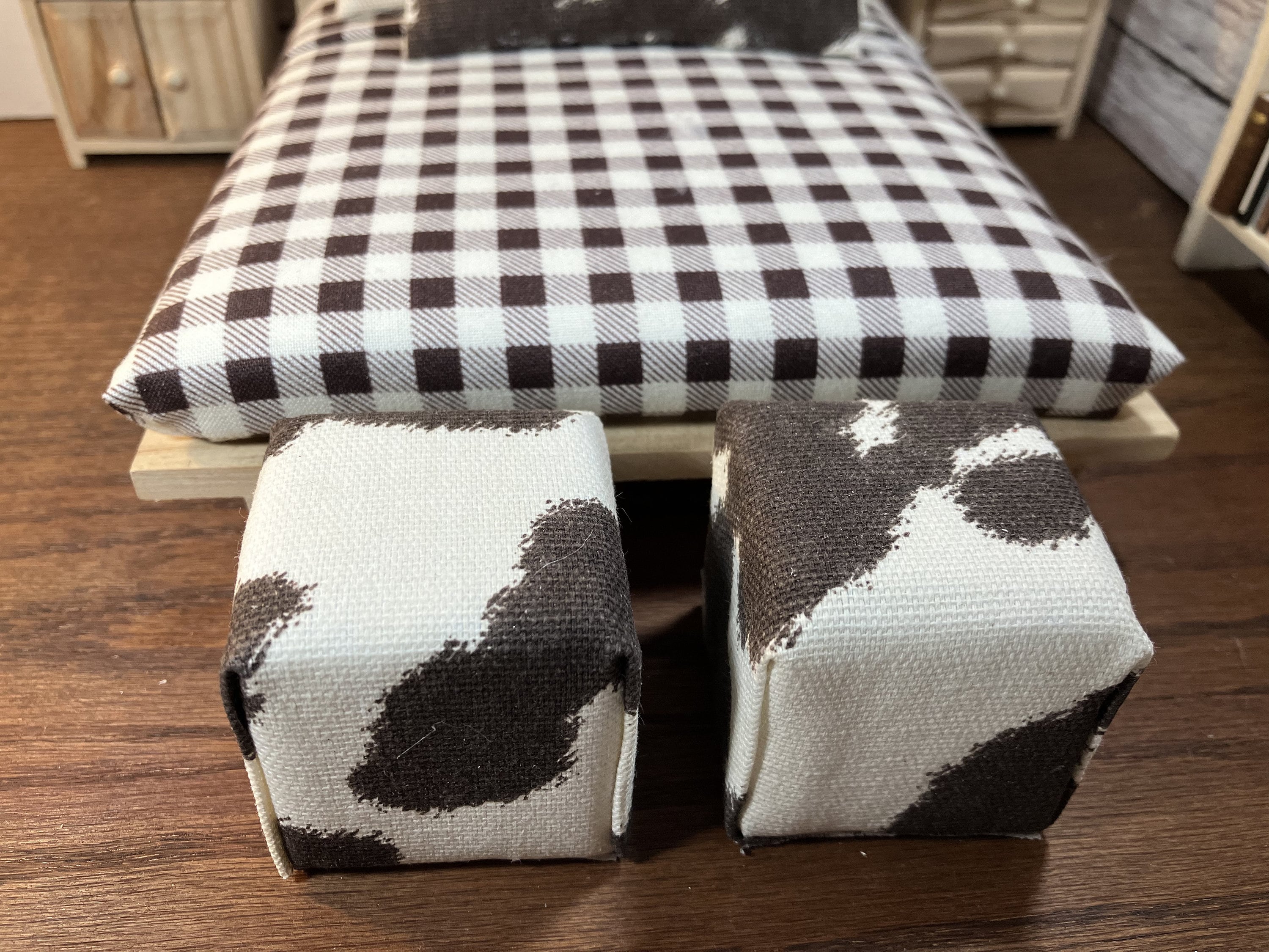 Dollhouse Ottoman Cube - Cow Print Fabric - Etsy