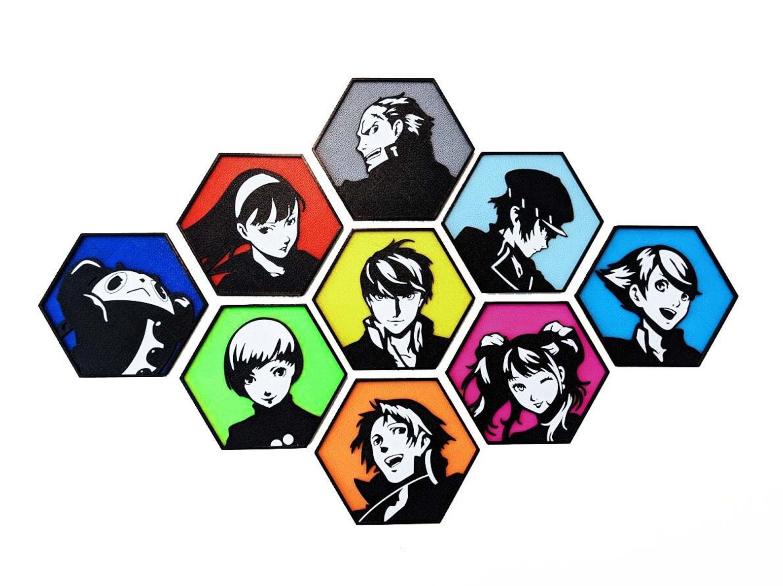Persona 4 Wall Art Hexagon Decal Display Character Profiles - Etsy