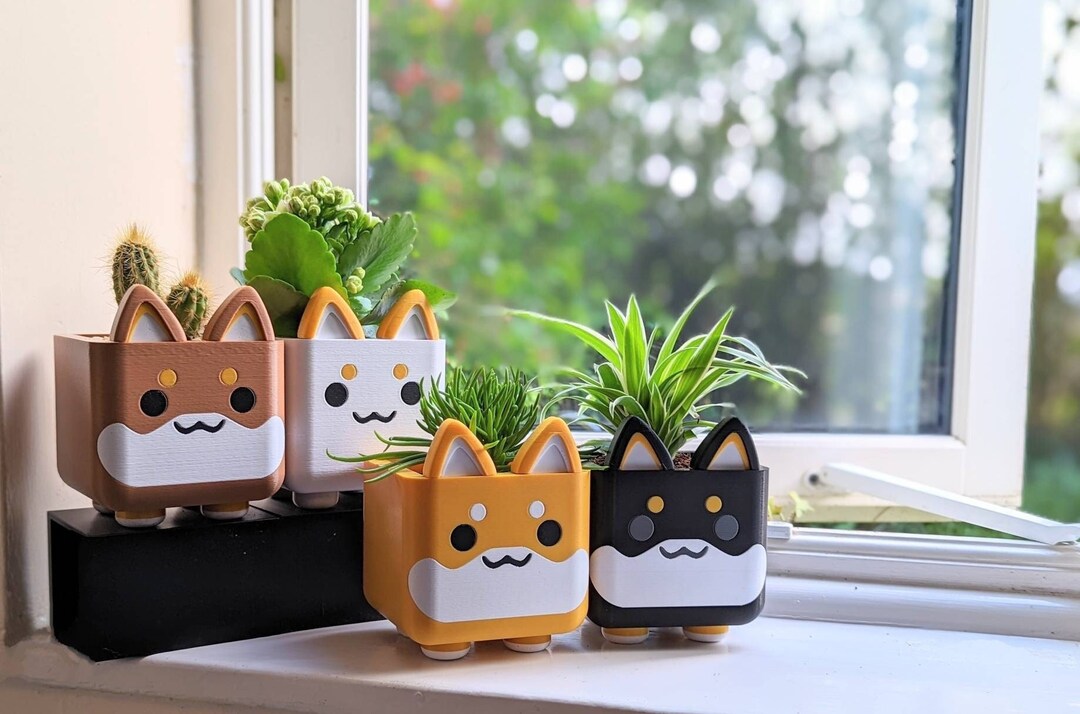 Shiba Inu Planter -- Cute Dog Lover Doge Pot Succulent Houseplant Chibi ...
