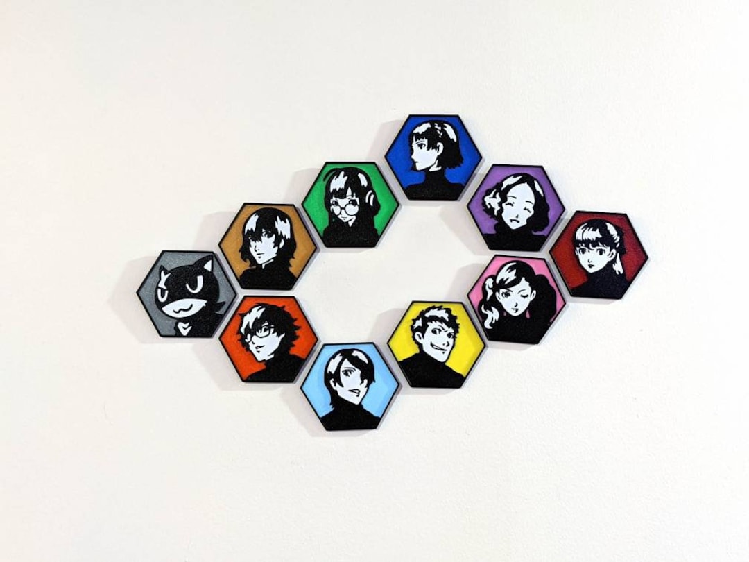 Persona 5 Wall Art - Hexagon Decal Display Character Profiles Akechi ...