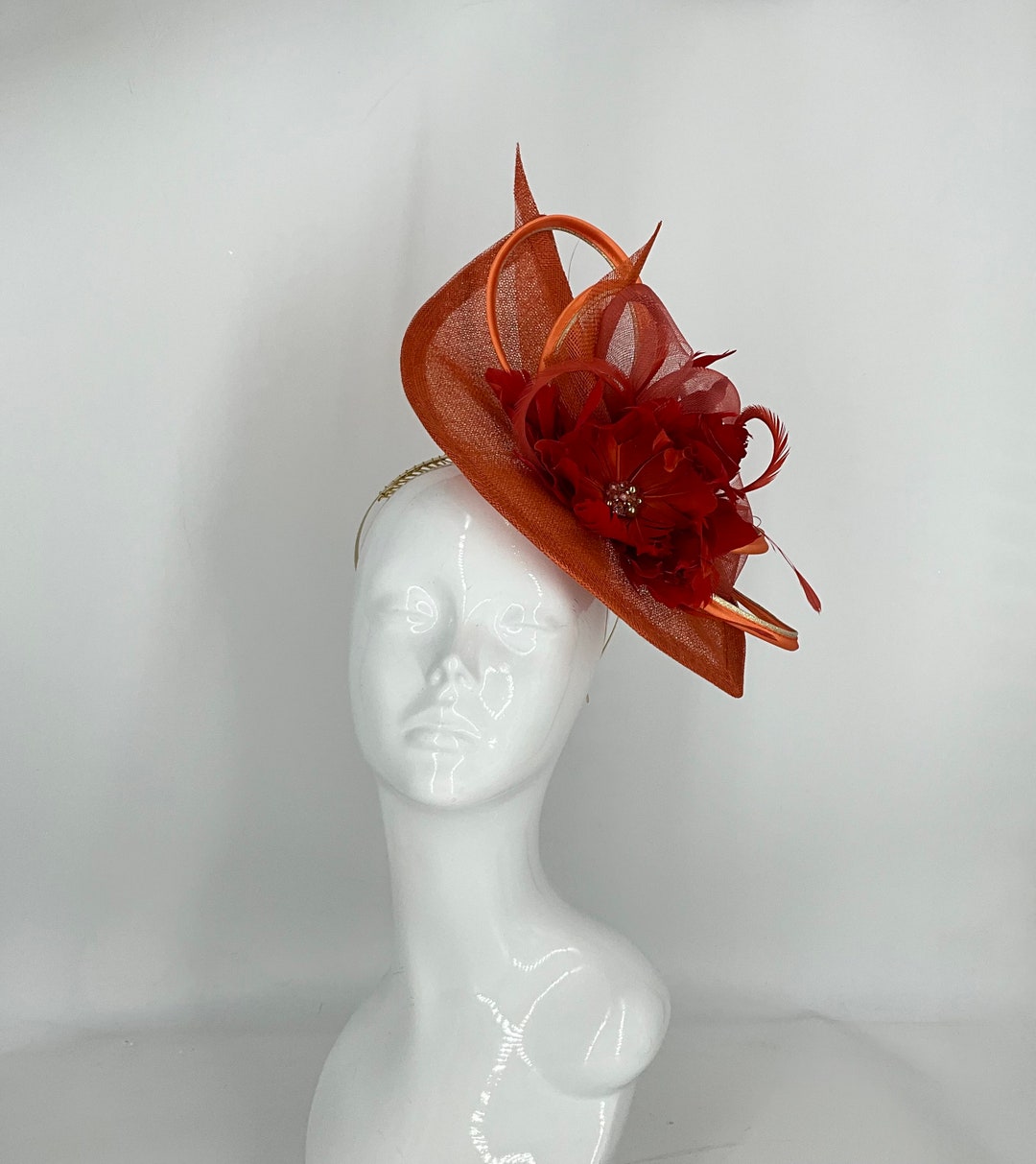 Burnt Orange, Gold Orange Fascinator,headpiece - Etsy