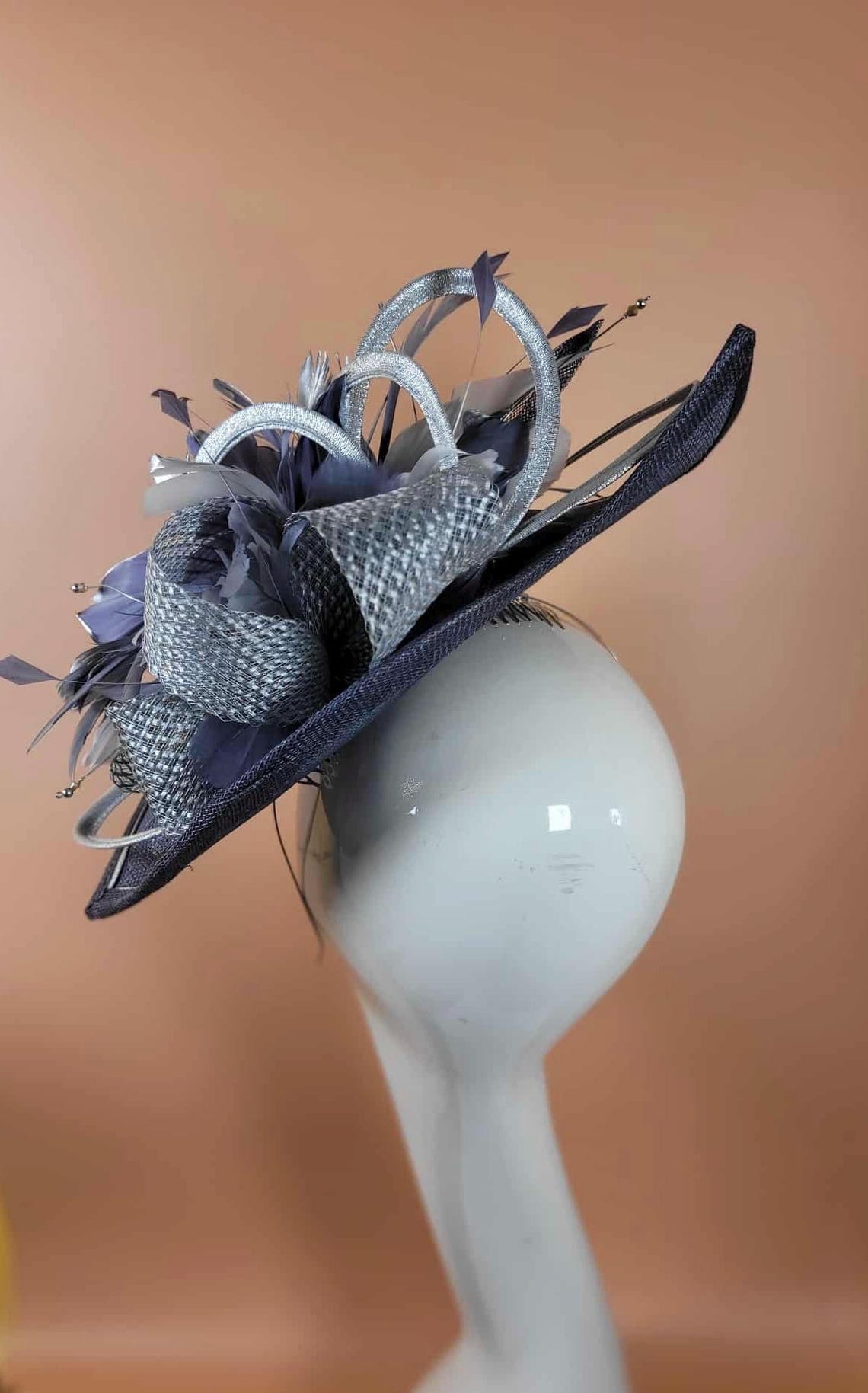Silver , Grey and Fashionable Fascinator - Etsy