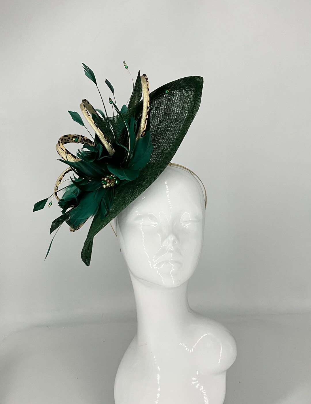 Emerald Green Gold Leopard Print Fascinator - Etsy
