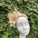 Peach and Powder Blue Birdcage Veiling Feather Fascinator, Headband ...