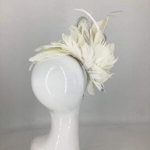 Ivory, Cream, White Silver Feather, Jewelled Fascinator Headpiece - Etsy