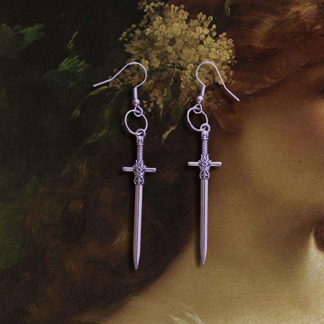 MEDIEVAL SWORD EARRINGS | Witchy, Grunge Earrings, Cottagecore ...