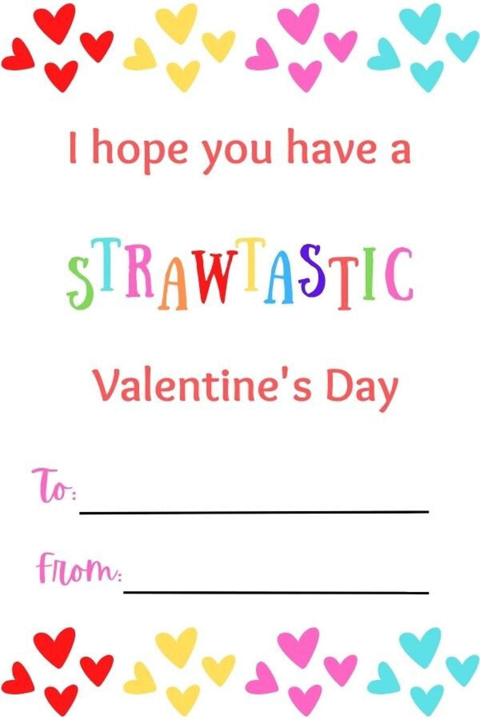 Silly Straw Valentine Printable - Instant Download - Kids Valentine ...