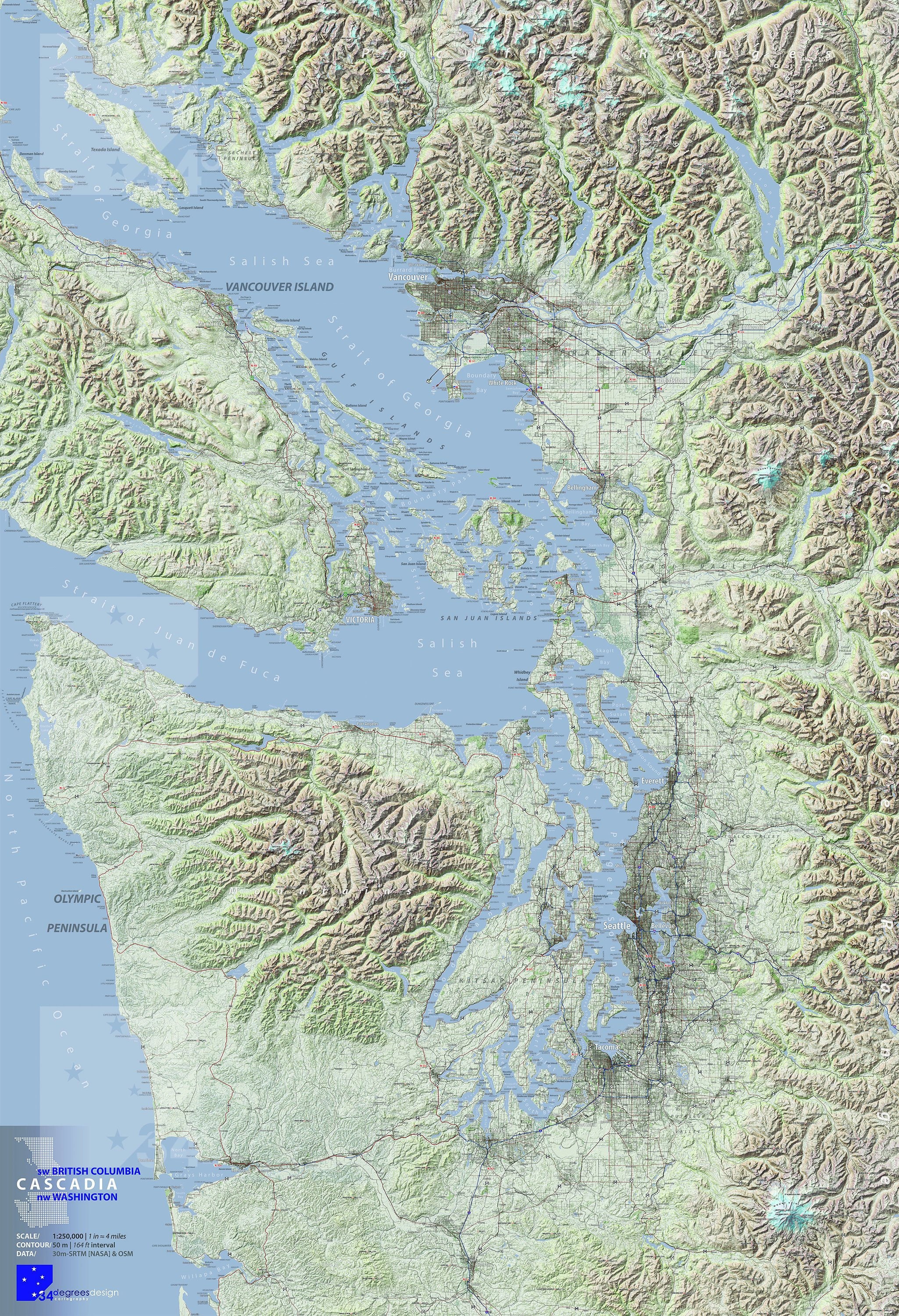 Nasa Topographical Map Seattle