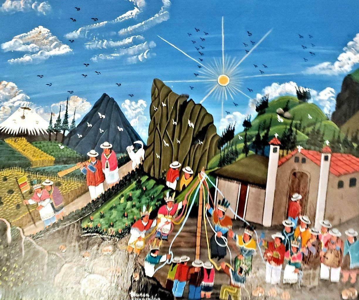 DEC 21 Tigua Ecuador Indigenous Art on Sheepskin by Blanca Chugchilan ...