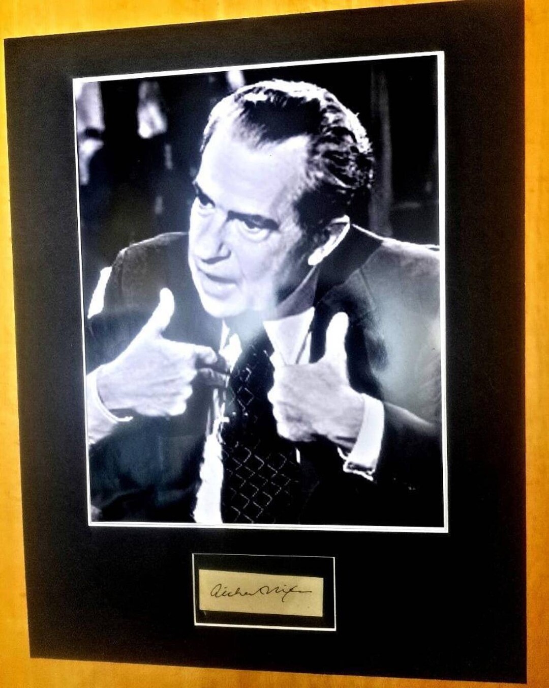 President Richard Nixon (2) Cut Signature Mounted in 11x14 Inch Mat ...