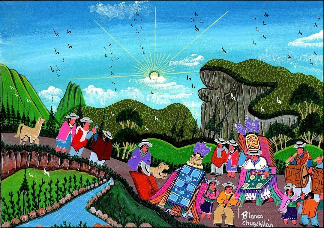 NEW NOV Tigua Ecuador Indigenous Art on Sheepskin by Blanca - Etsy