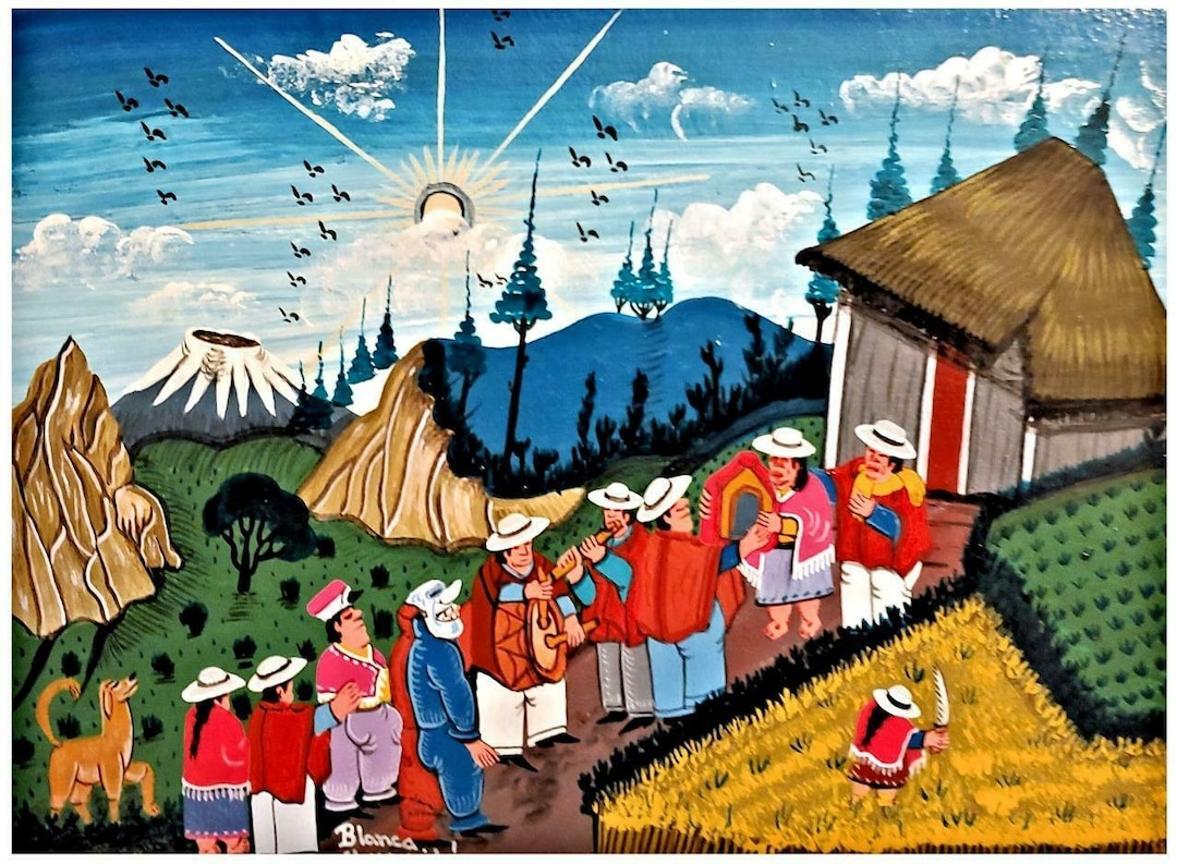 DEC 21 Tigua Ecuador Indigenous Art on Sheepskin by Blanca Chugchilan ...