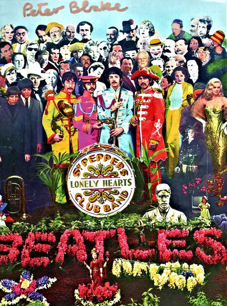 Sir Peter Blake Autographed Color Art 'sgt Pepper" Album Designer 6x8 ...