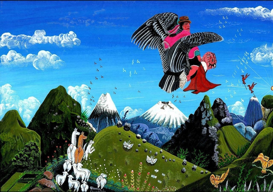 NEW NOV Tigua Ecuador Indigenous Art on Sheepskin by Blanca Chugchilan 12x8 3 - Etsy