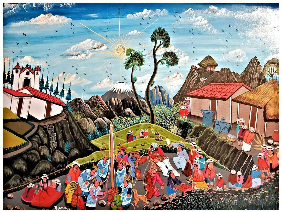DEC 21 Tigua Ecuador Indigenous Art on Sheepskin by Blanca Chugchilan ...