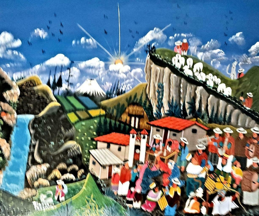 DEC 21 Tigua Ecuador Indigenous Art on Sheepskin by Blanca Chugchilan ...