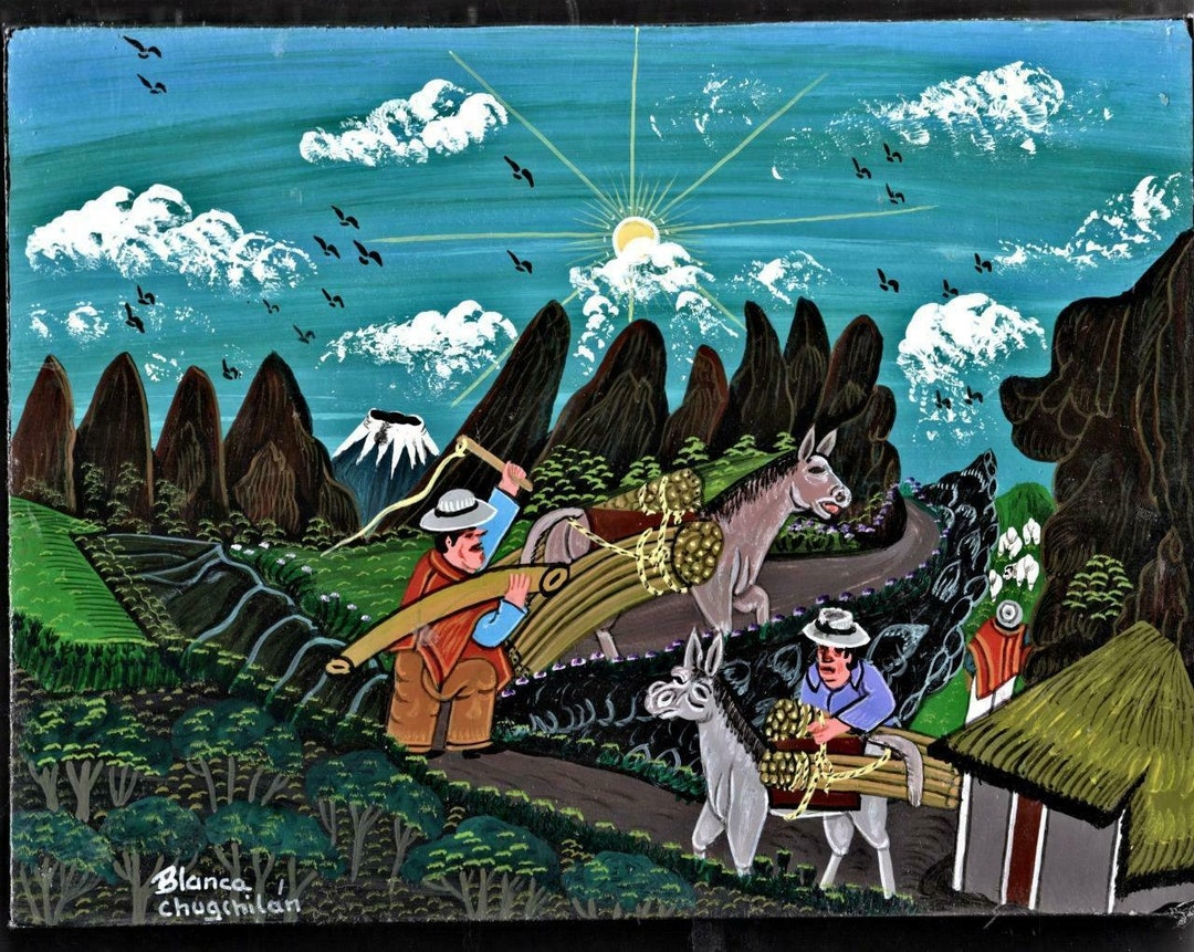 DEC 21 Tigua Ecuador Indigenous Art on Sheepskin by Blanca Chugchilan ...