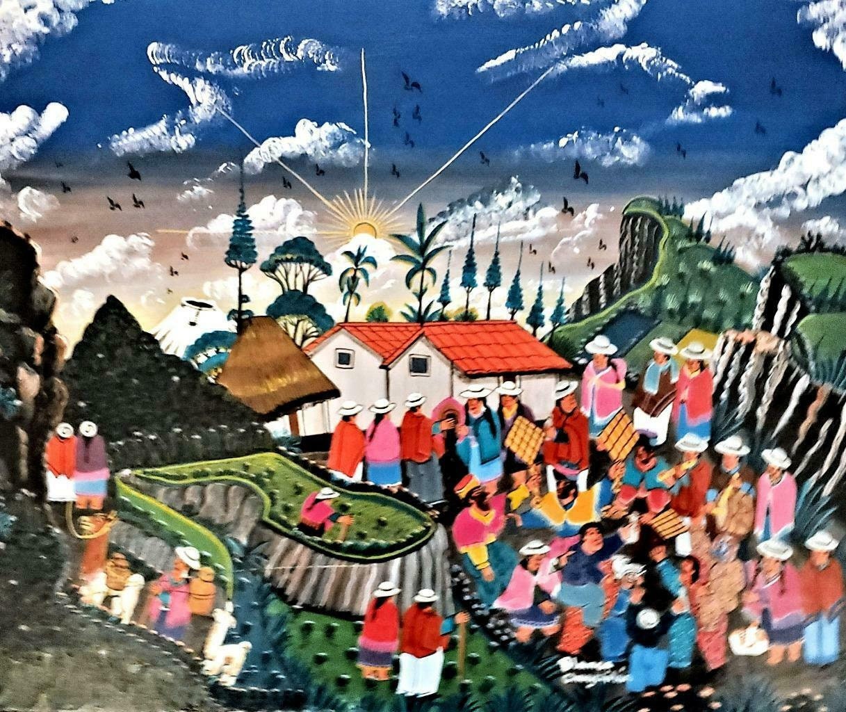 DEC 21 Tigua Ecuador Indigenous Art on Sheepskin by Blanca Chugchilan ...