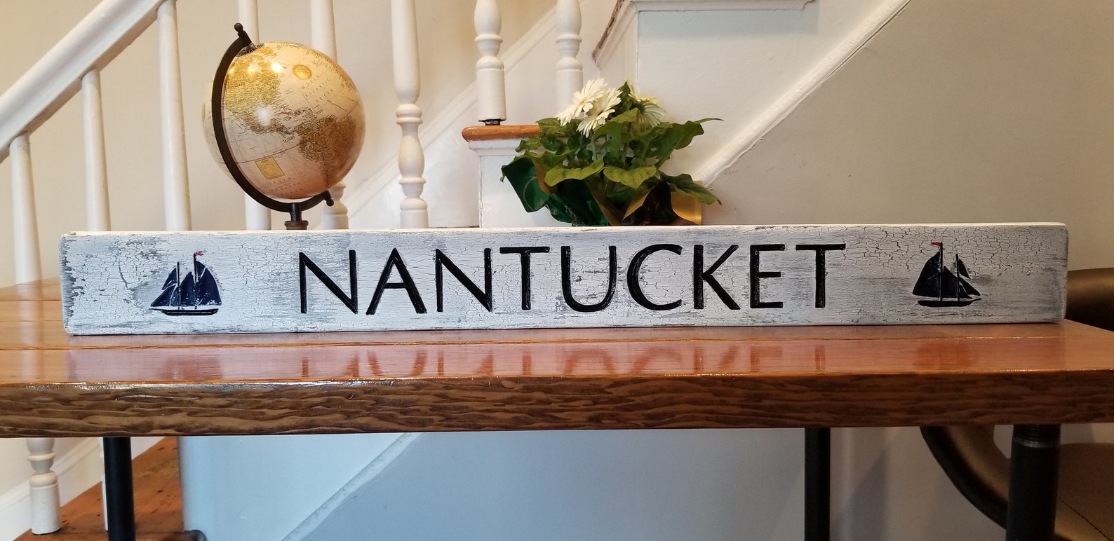 Hand Carved Nantucket Sign With Schooners - Etsy