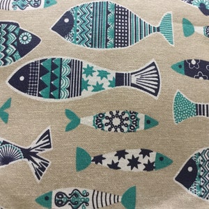 Hand Made Nautical Linen Look Fish Print Cushion Covers for - Etsy