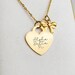 Alpha Delta Pi Heart Necklace – Script Engraving With Bow Charm – Gold ...