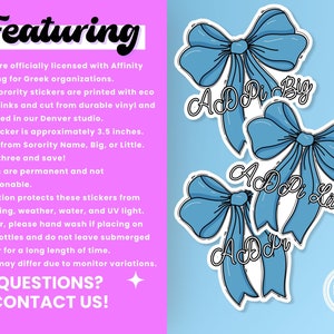 Alpha Delta Pi Stickers - Bow Sorority Gift - Bow Stickers for Adpi ...