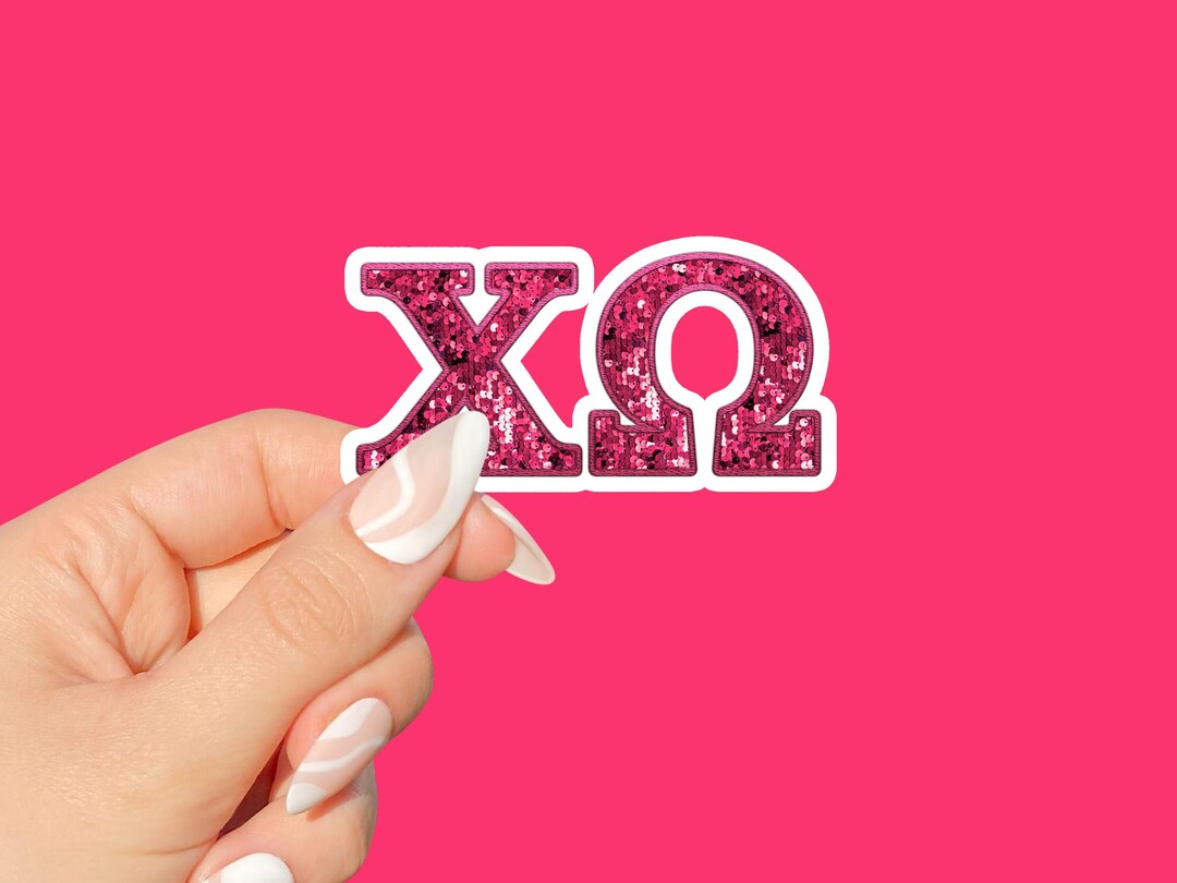 Chi Omega Sticker - Vinyl Sticker - Pink Sequin Sorority Sticker ...