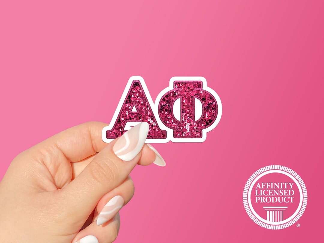 Alpha Phi Sticker Vinyl Sticker Pink Sequin Sorority Sticker Sorority ...