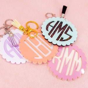 Personalized Monogram Keychain With Pastel Acrylic Color - Etsy