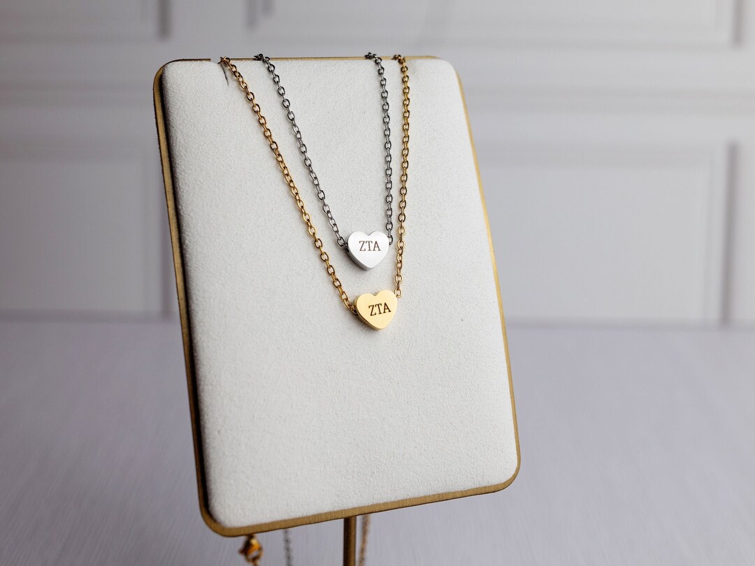 Zeta Tau Alpha Necklace - Sorority Gift - ZTA Heart Necklace Gift ...