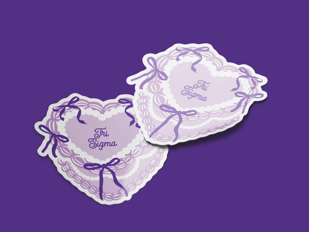 Tri Sigma Sticker - Cake Design With Coquette Bows - Sorority Decal ...