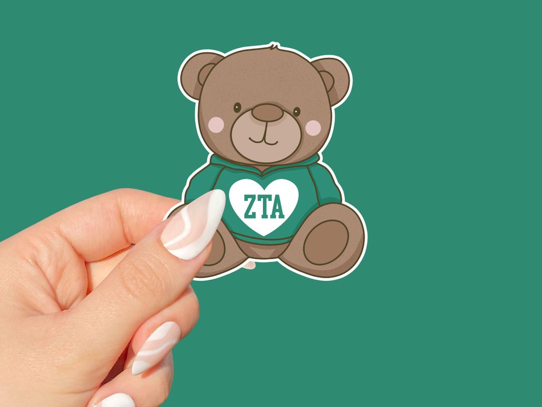 Zeta Tau Alpha Sorority Teddy Bear Sticker – Vinyl Sorority Sticker ...