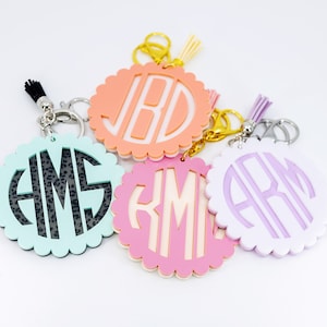 Personalized Monogram Keychain With Pastel Acrylic Color - Etsy