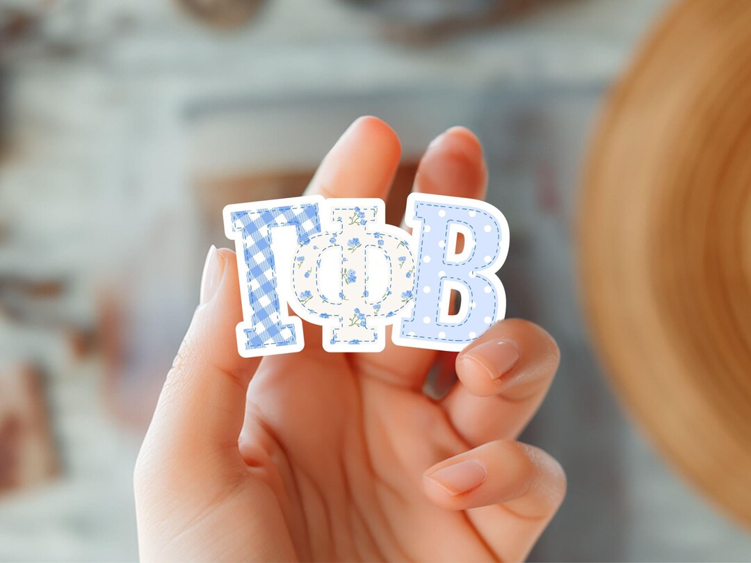 Gamma Phi Beta - Sticker - Large Blue Patchwork Sticker - Gphi Sorority ...