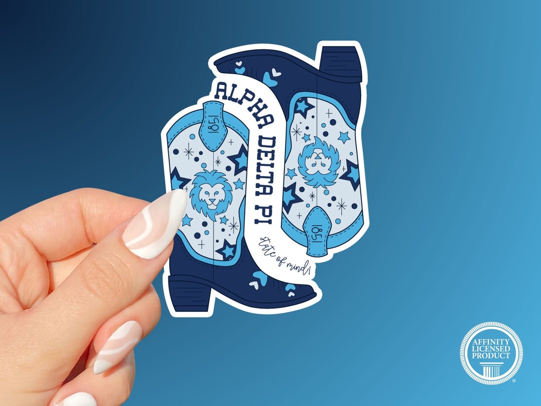 Alpha Delta Pi Sticker - Vinyl Sticker - State of Mind Cowboy Boots ...