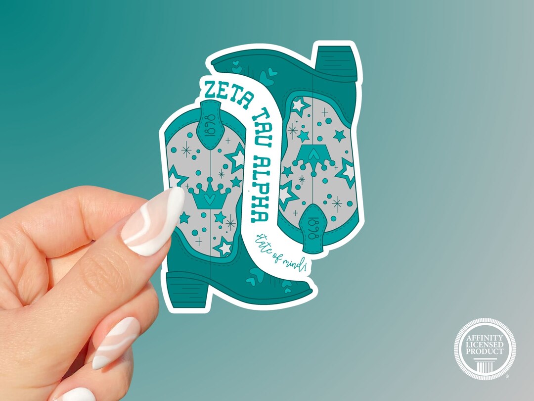 Zeta Tau Alpha Sticker - Vinyl Sticker - State of Mind Cowboy Boots ...