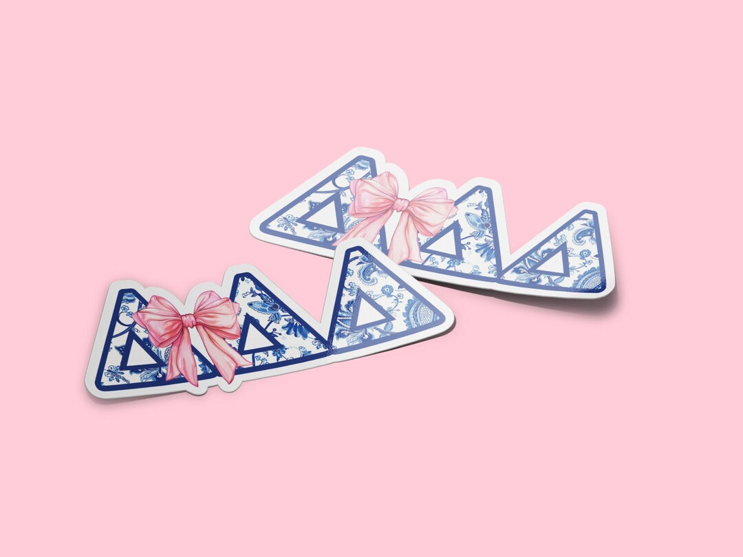 Delta Delta Delta Sticker - Vinyl Sticker - Chinoiserie With Pink Bow ...