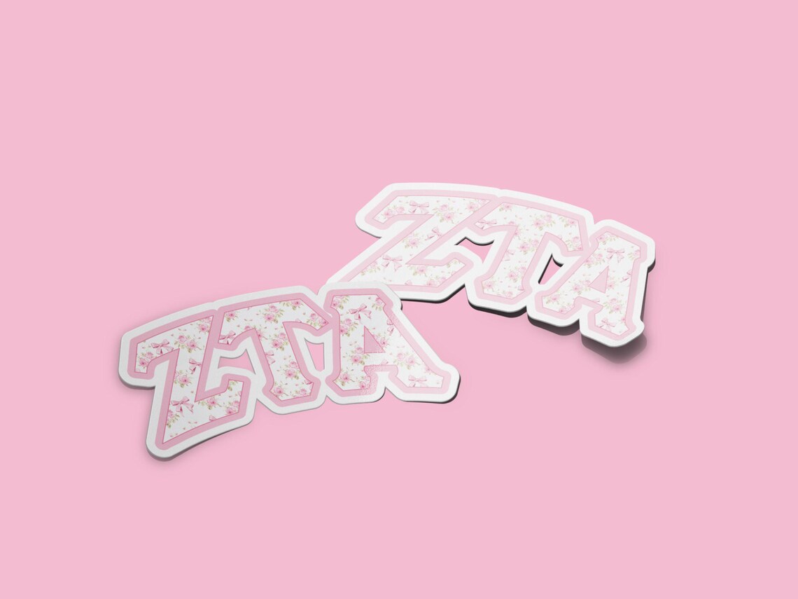 Zeta Tau Alpha - Sticker - Cottage Pink Letters - Sorority Decal - Big ...