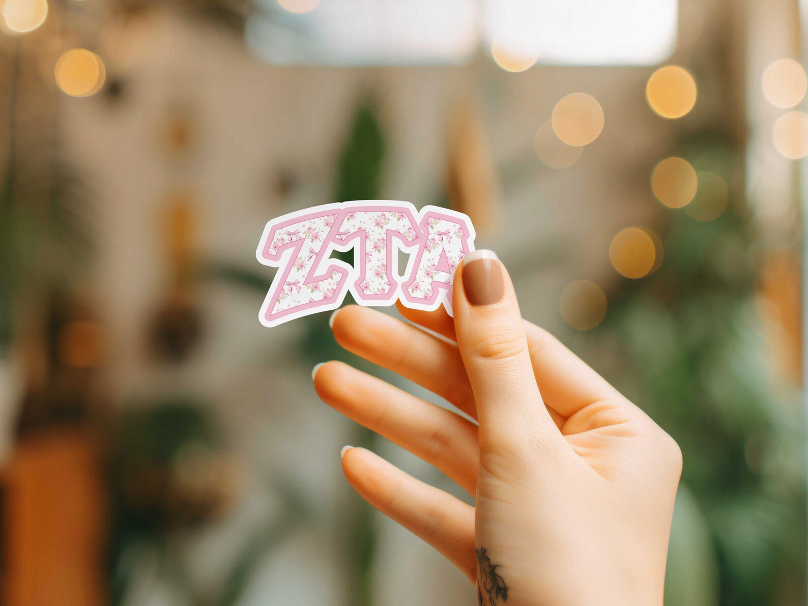 Zeta Tau Alpha - Sticker - Cottage Pink Letters - Sorority Decal - Big ...