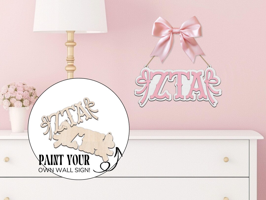 Zeta Tau Alpha DIY Sign - Bow Design, Greek Letters, ZTA Door Hanger ...