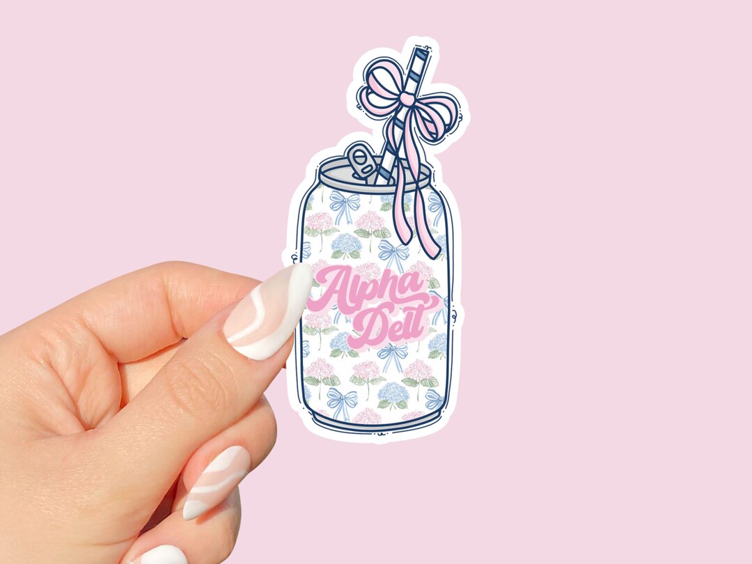 Alpha Delta Pi Soda Can Sticker Grandmillennial Shabby Chic Vinyl ...