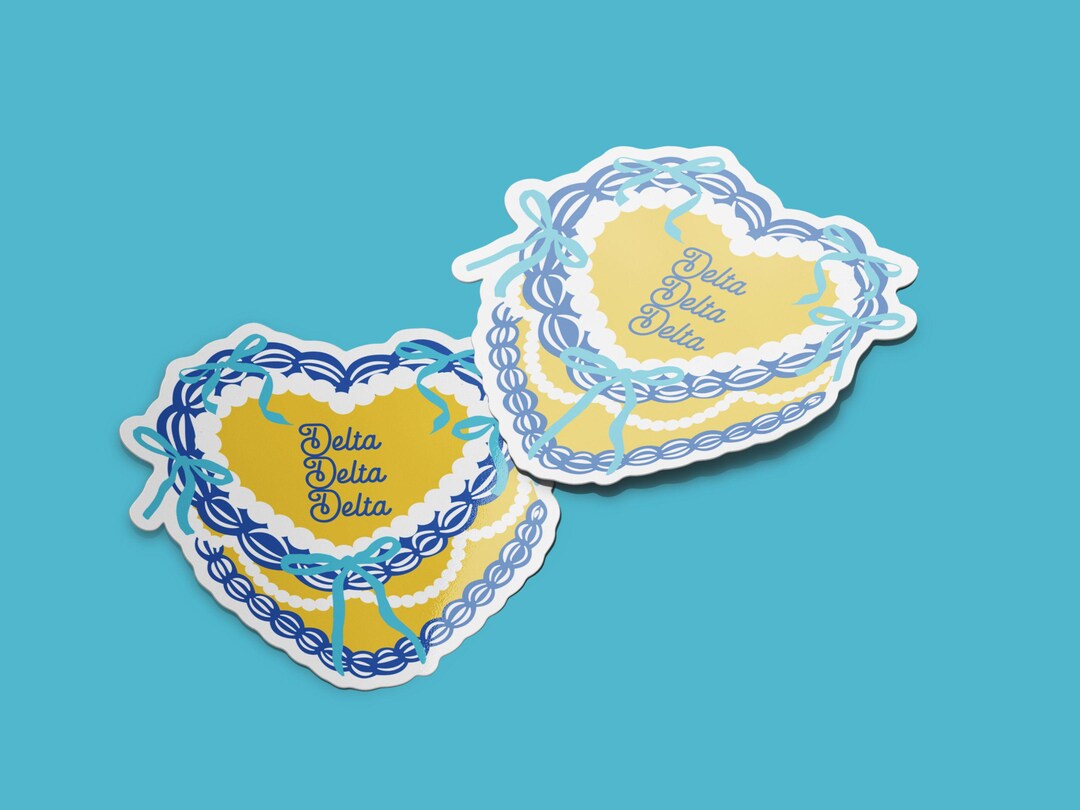 Delta Delta Delta - Sticker - Cake Design With Coquette Bows - Sorority ...