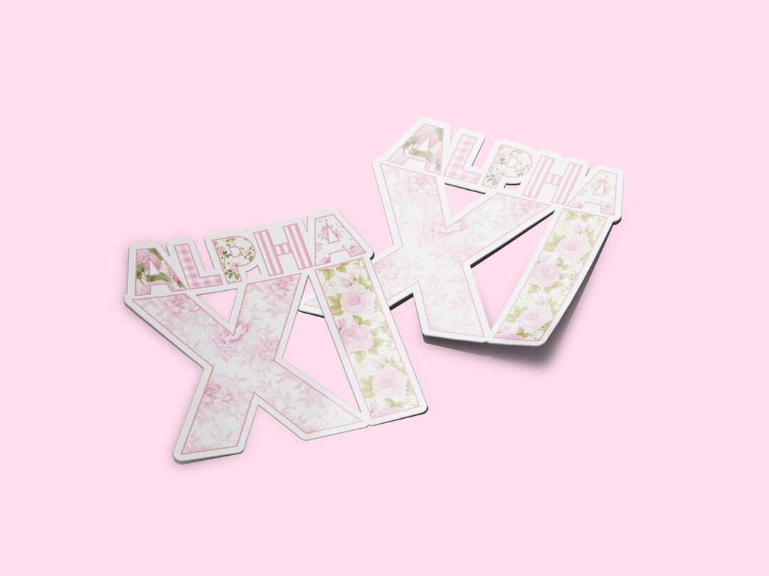 Alpha Xi Patchwork Pink Sticker | Pink ΑΞΔ Sorority Nickname Decal ...