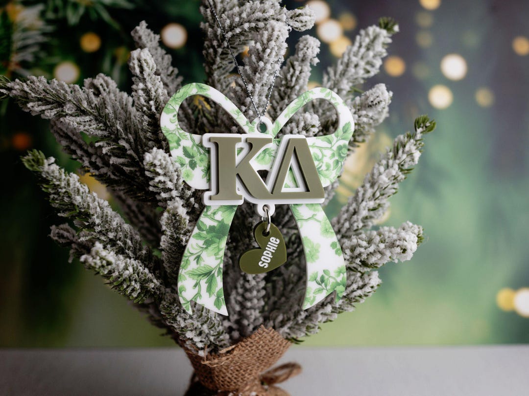 Kappa Delta Sorority Ornament – Bow Ornament With Green Chinoiserie ...