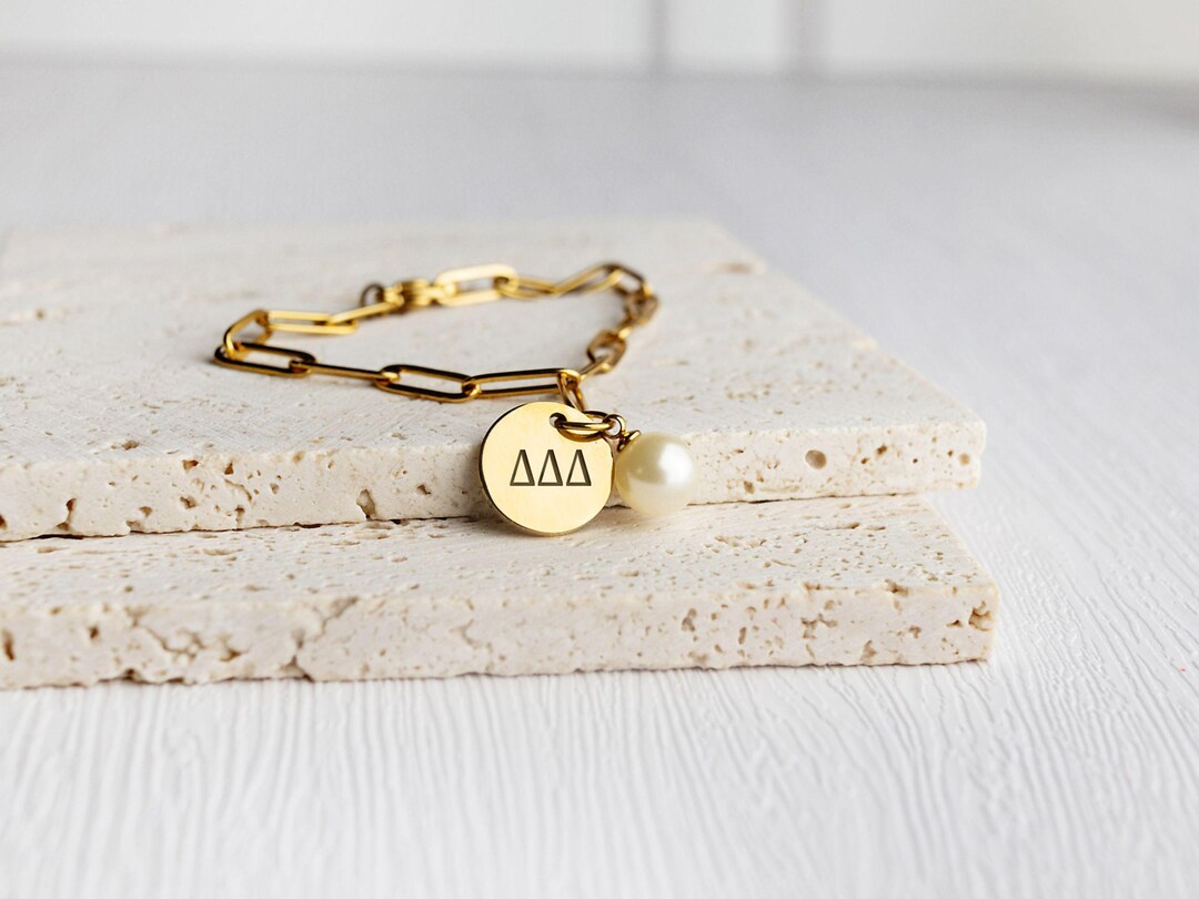 Delta Delta Delta Bracelet - Greek Letters Charm - Paperclip Bracelet ...