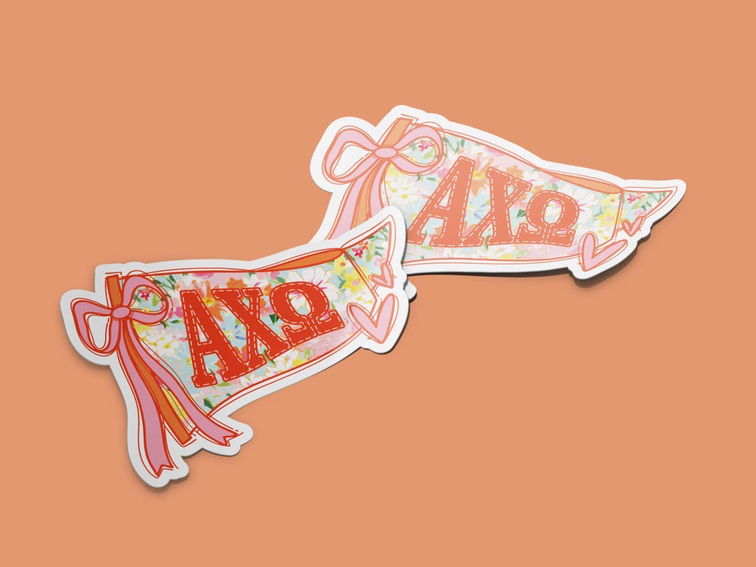 ΑΧΩ Sticker, Alpha Chi Omega Pennant Sorority Sticker, Alpha Chi Preppy Greek Letters Decal, Big ...